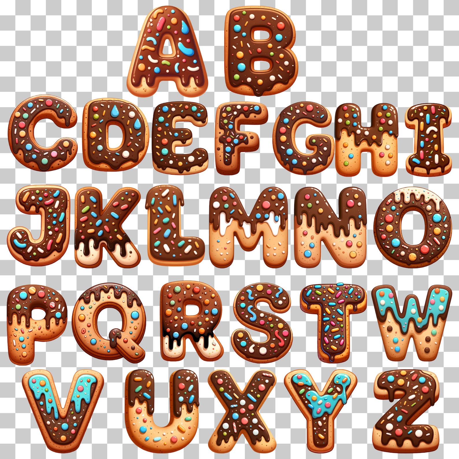 Sprinkle Cookie Alphabet: Chocolate PNG Letters (digital Download) - Etsy