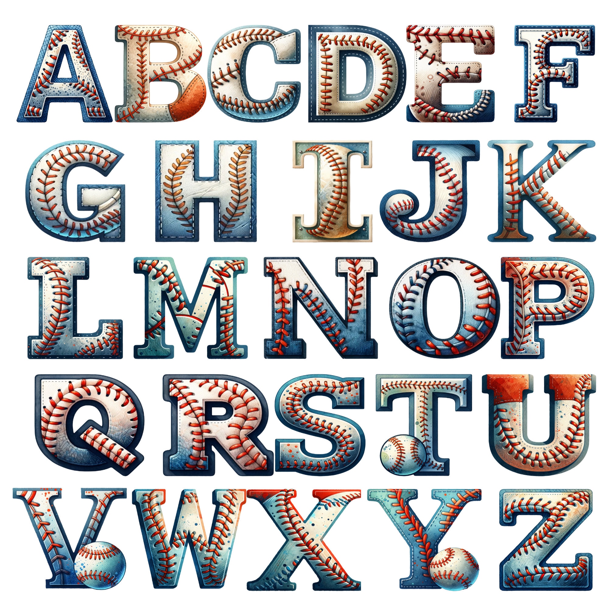 Baseball Alphabet PNG: Doodle Letters Clipart (digital Download) - Etsy