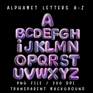 3D Purple Bubbly Alphabet Set, Bubblegum 3D Letters, Monogram, Doodle ...