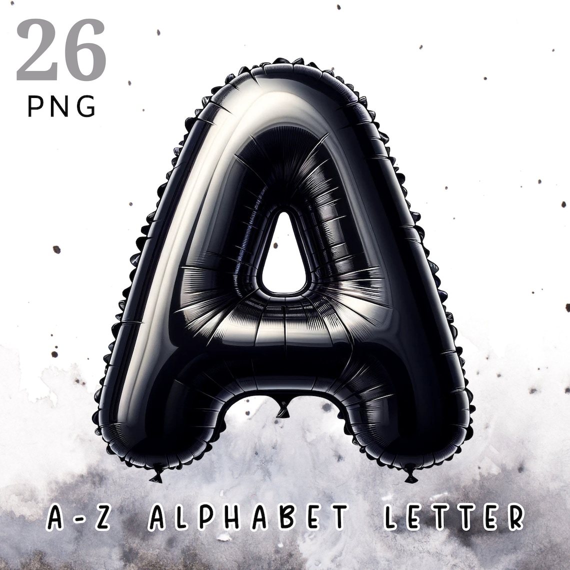 Black Foil Balloon Alphabet Clip Art - Black Balloons Letters PNG ...