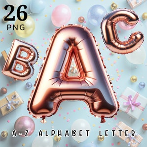 Rose Gold Foil Balloon Alphabet Clip Art - Pink Balloons Letters PNG ...