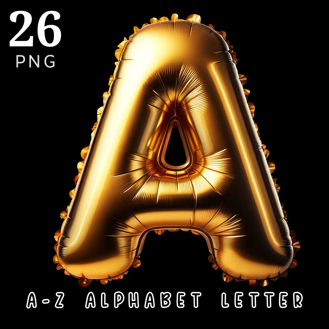 Gold Glossy Balloon Alphabet Letters, Gold Foil Balloon A to Z, Gold ...