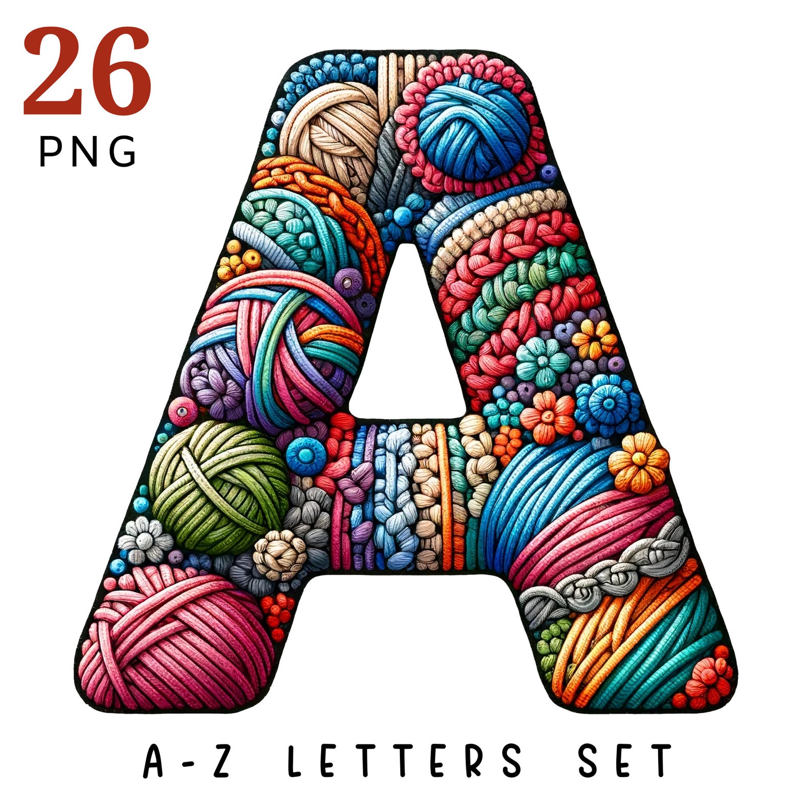 Knitting Alphabet A-Z, Colorful Quilt Alphabet Letters, Letter Knitting ...