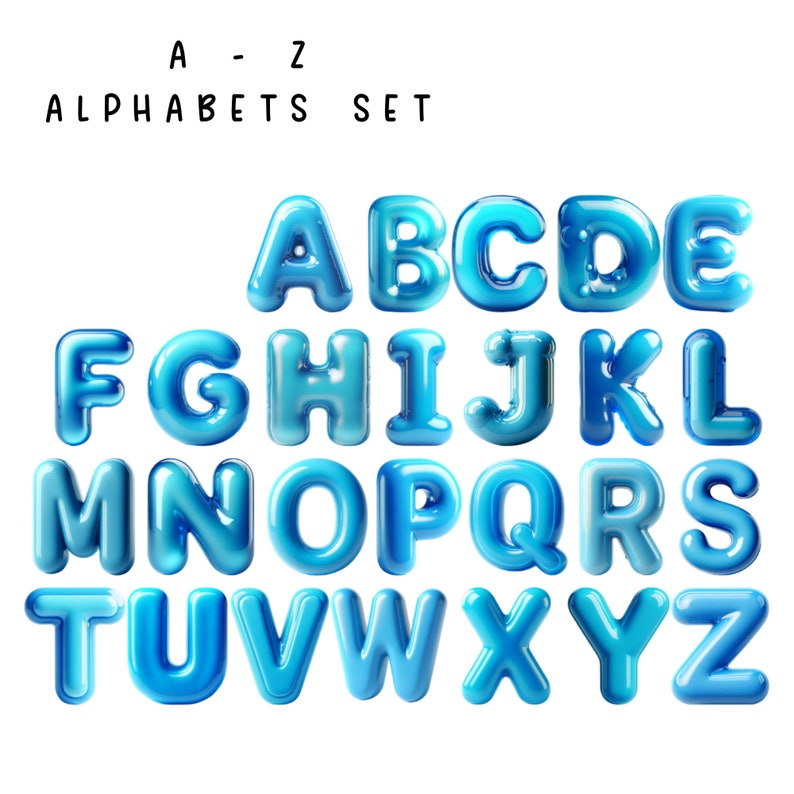 Blue Bubblegum Alphabet Set: 3D Bubbly Letters (digital Download) - Etsy