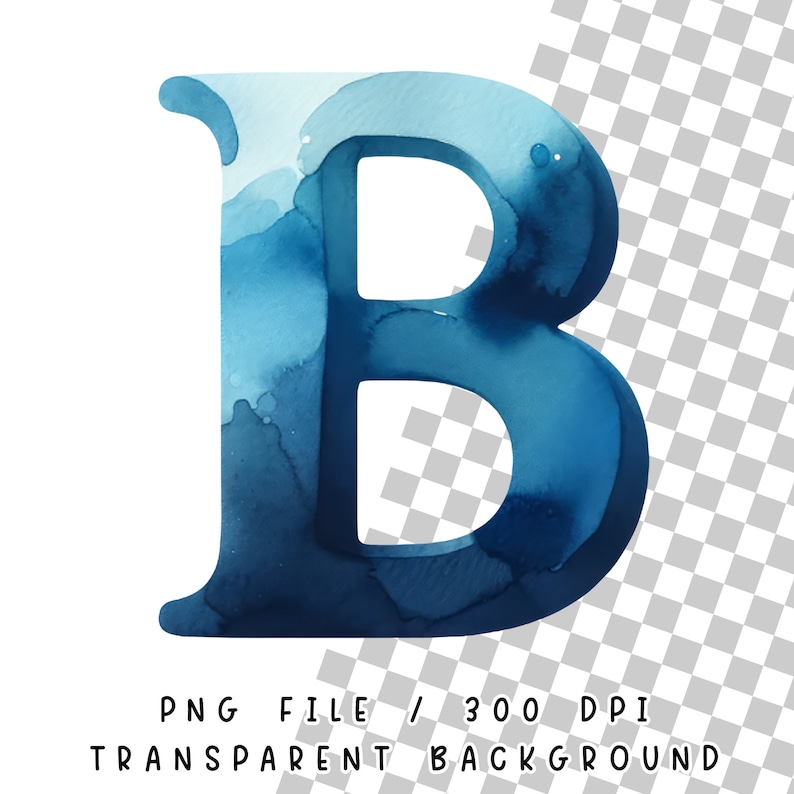 Blue Watercolor Alphabet A Z Clipart, Watercolor Letters Png, Wedding ...