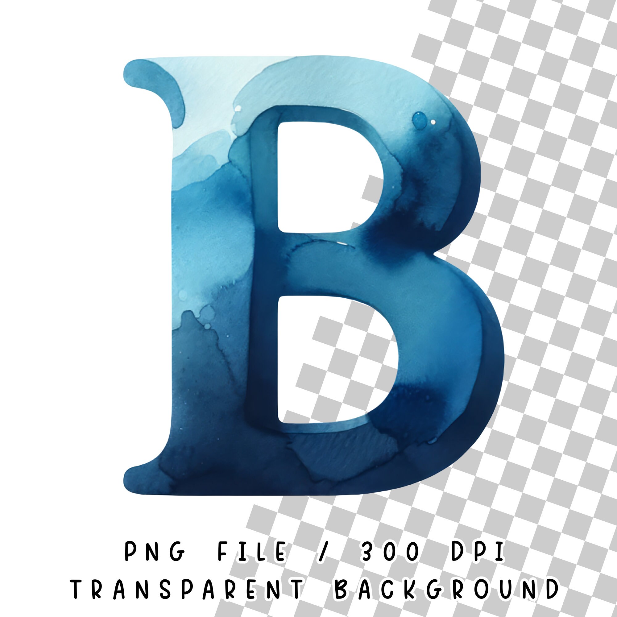 Blue Watercolor Alphabet A - Z Clipart, Watercolor Letters Png, Wedding ...