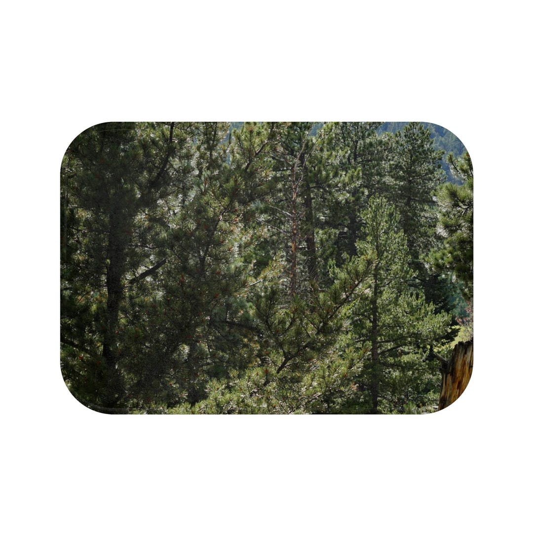 Pine Tree Bath Mat - Forest Bathroom Decor, Nature Themed Rug, Woodland ...