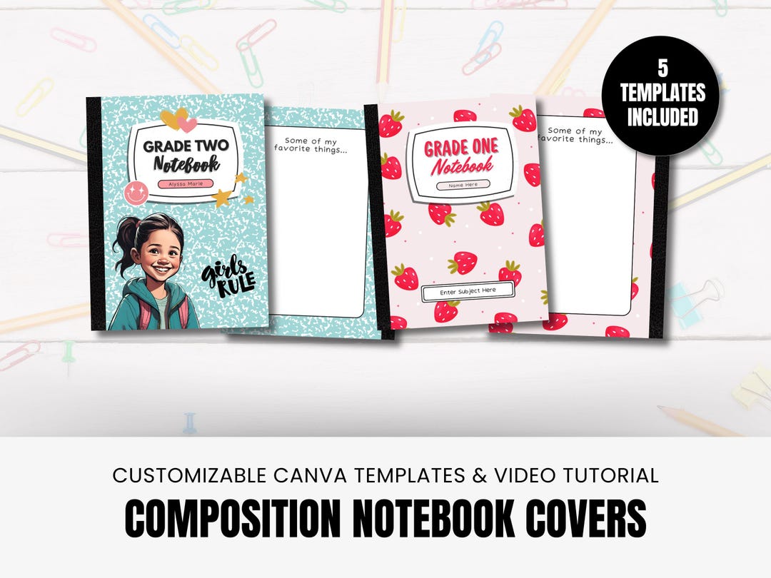 Composition Notebook Templates & Tutorial, 5 Notebook Cover Templates ...