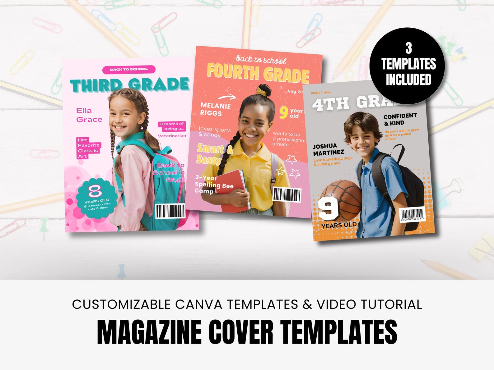 Back to School Magazine Cover Templates & Tutorial, 3 Magazine Cover ...