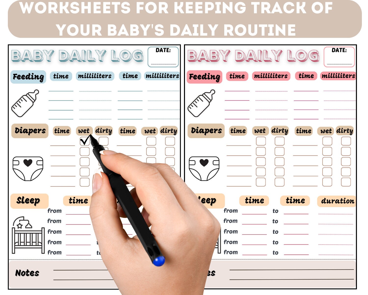 Baby Daily Log, Baby Care Log, Newborn Log, Nanny Log, Tracker Newborns ...