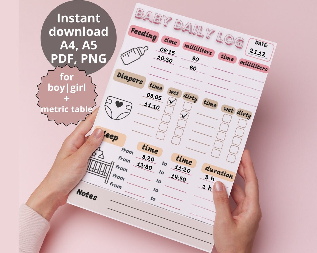 Baby Daily Log, Baby Care Log, Newborn Log, Nanny Log, Tracker Newborns ...