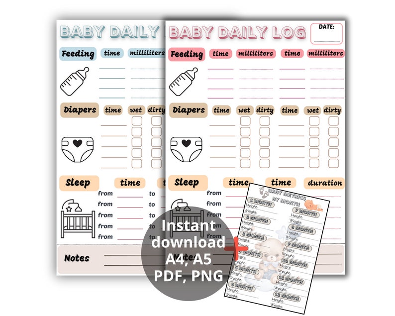 Baby Daily Log, Baby Care Log, Newborn Log, Nanny Log, Tracker Newborns ...