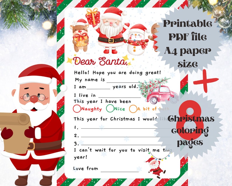 Kids Letter to Santa Claus, Letter to Santa, Letter Christmas ...