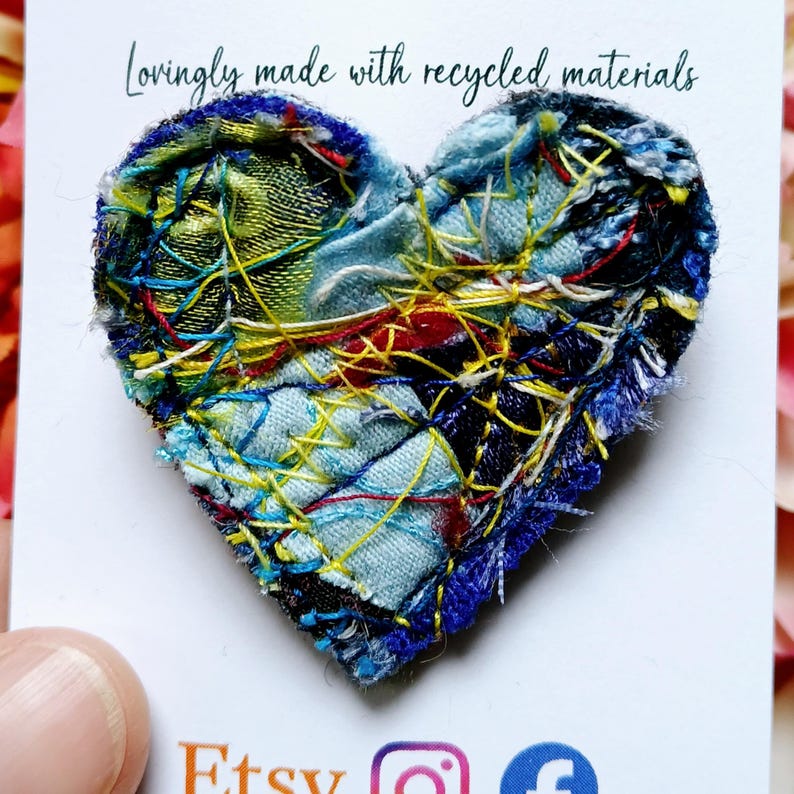 Lovingly Handmade Brooch Made From Upcycled Textiles - Etsy