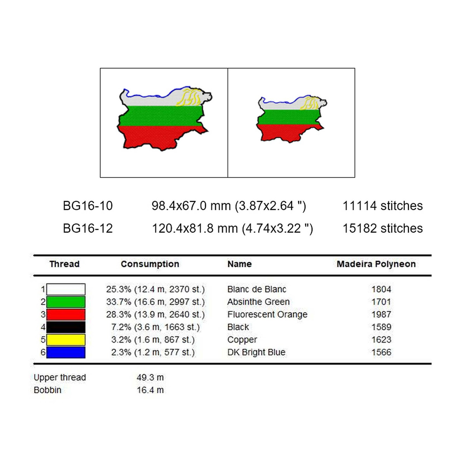 BG16 - Machine Embroidery - Map of Bulgaria as a Lion - Etsy
