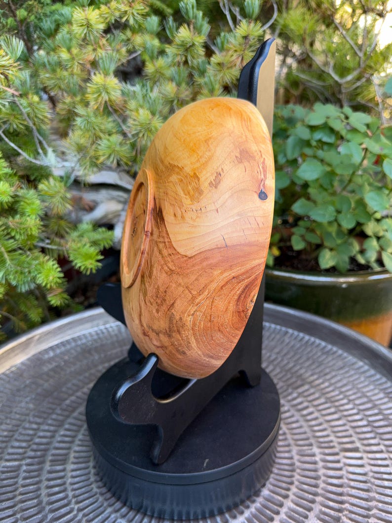 Handcrafted Apple Wood Bowl – Low‑profile Closed Form With Collared Rim ...