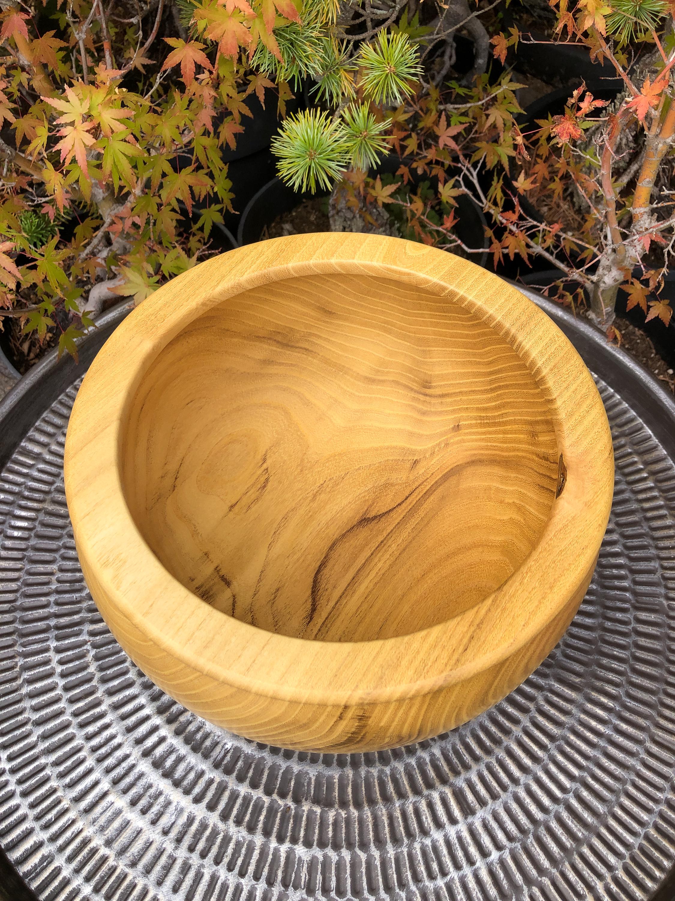 Black Locust Bowl – Footed Wood Centerpiece With Beaded Rim & Swirling ...