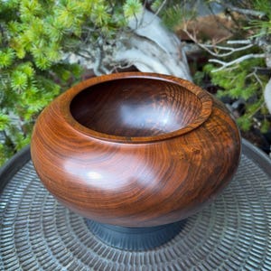 Claro Walnut Bowl – Large Closed Form With Flared Rim & Curly Figured ...