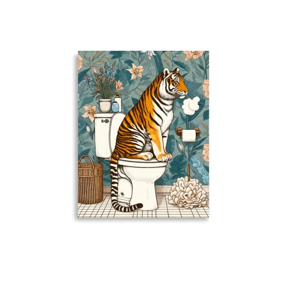 Tiger on the Toilet Cloakroom Wall Art Maximalist Bathroom - Etsy UK