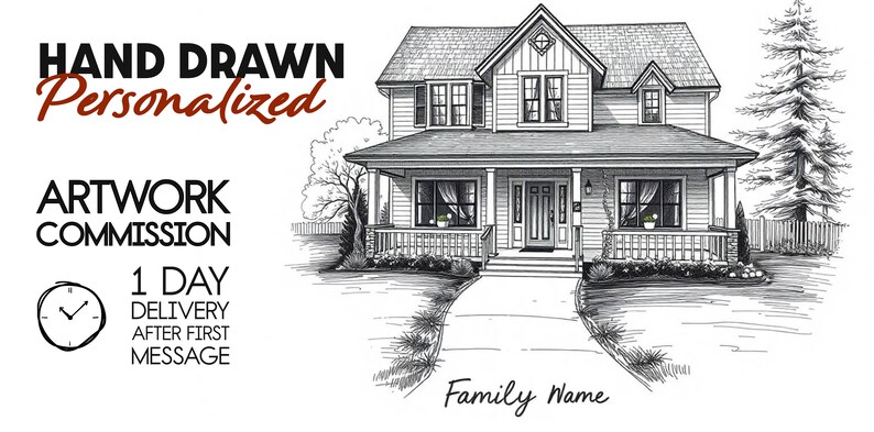 House Portrait Drawing Hand-drawn Home Designs & Landscapes ...