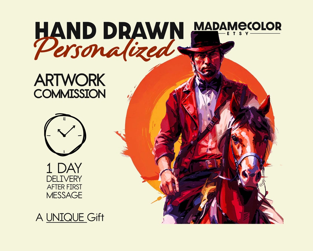 Western Style Portrait Comic Drawing for Gift Western Style Art ...