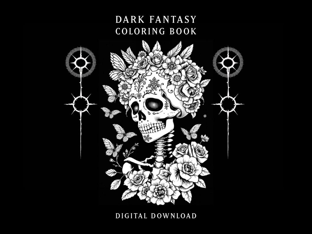 Dark Fantasy Coloring Book Gothic Theme Hand Drawn Illustrations for ...