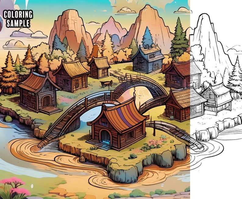 Fantasy Maps Coloring Pages Adult and Kids Coloring Book, Downloadable ...