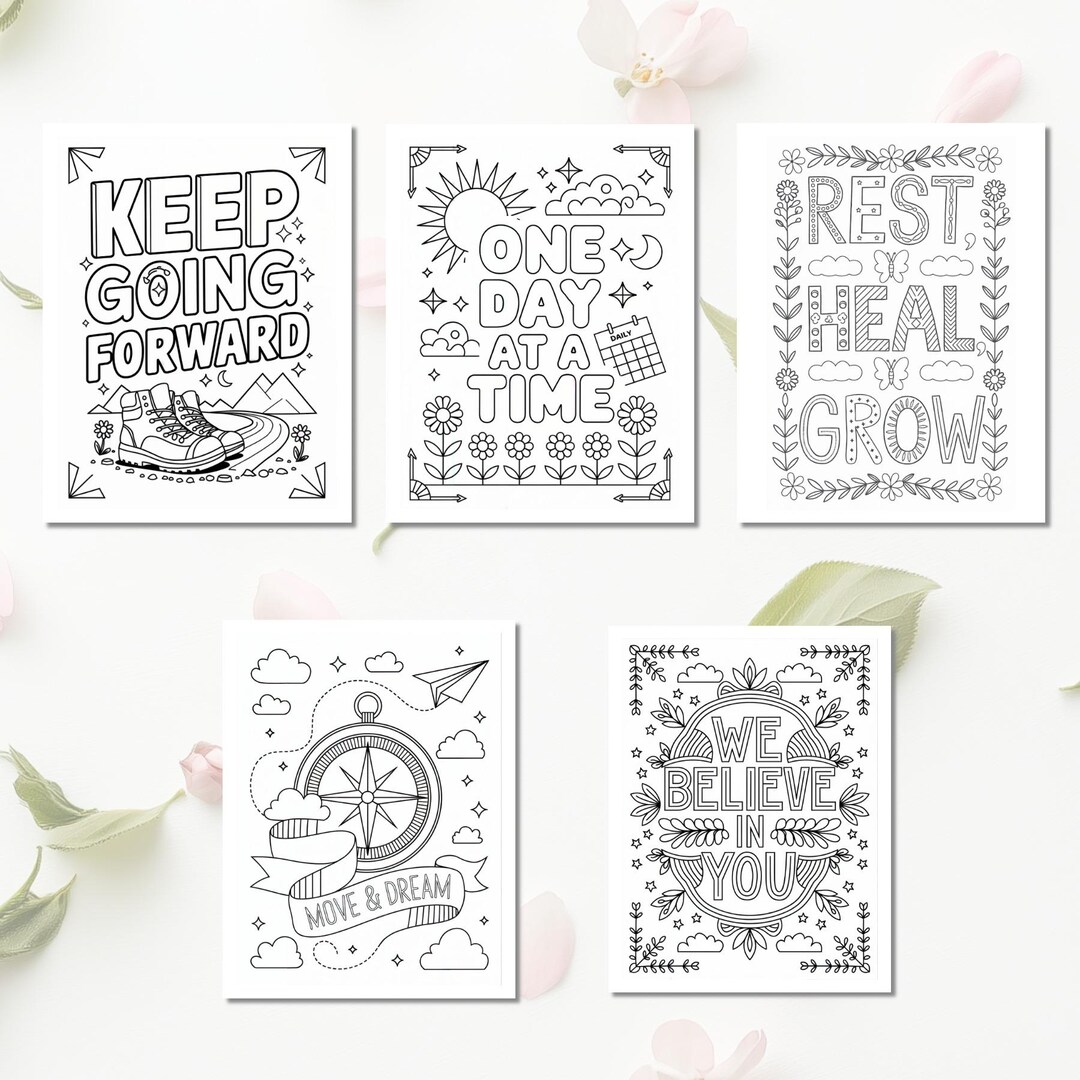5 Inspirational Coloring Pages - Positive Messages and Motivational ...