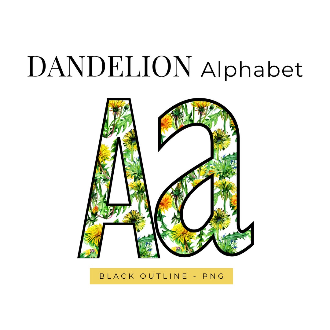 Dandelion Floral Alphabet Dandelion Floral Letters in Bright Yellow ...