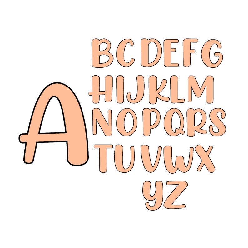Doodle Letters PNG Unique Alphabet Clipart Soft Pastel Peach Fuzz Tone ...