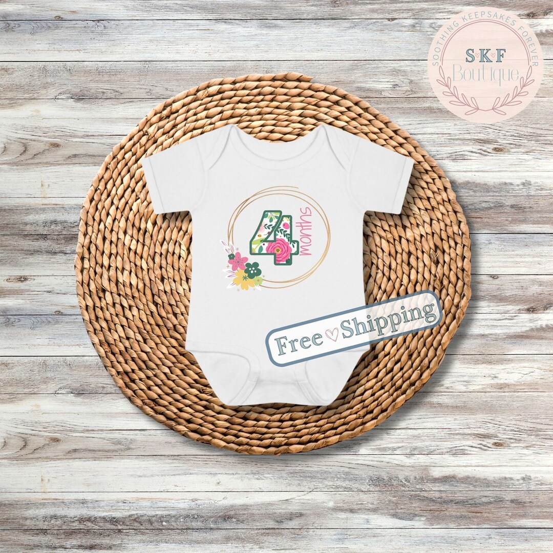 4 Month Baby Milestone Onesie®, Baby Girl Gift, Newborn Gift, Monthly ...