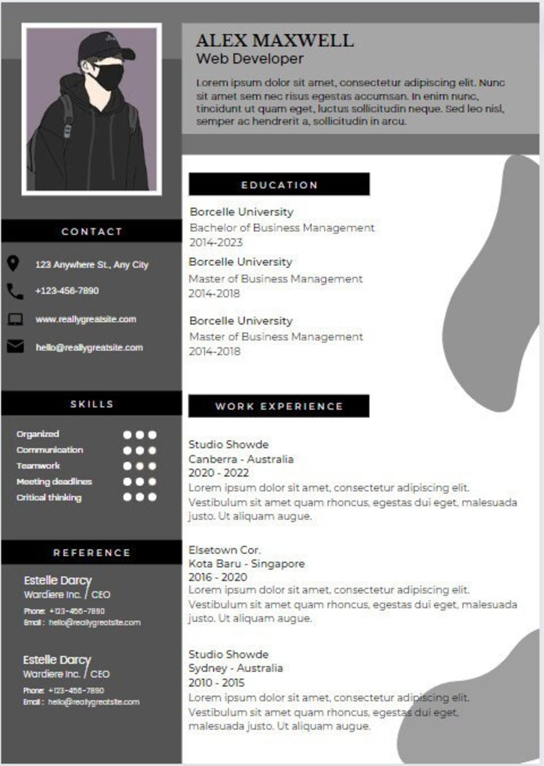 Resume Template and Cover. Stylish Dark Theme Resume for Smart - Etsy