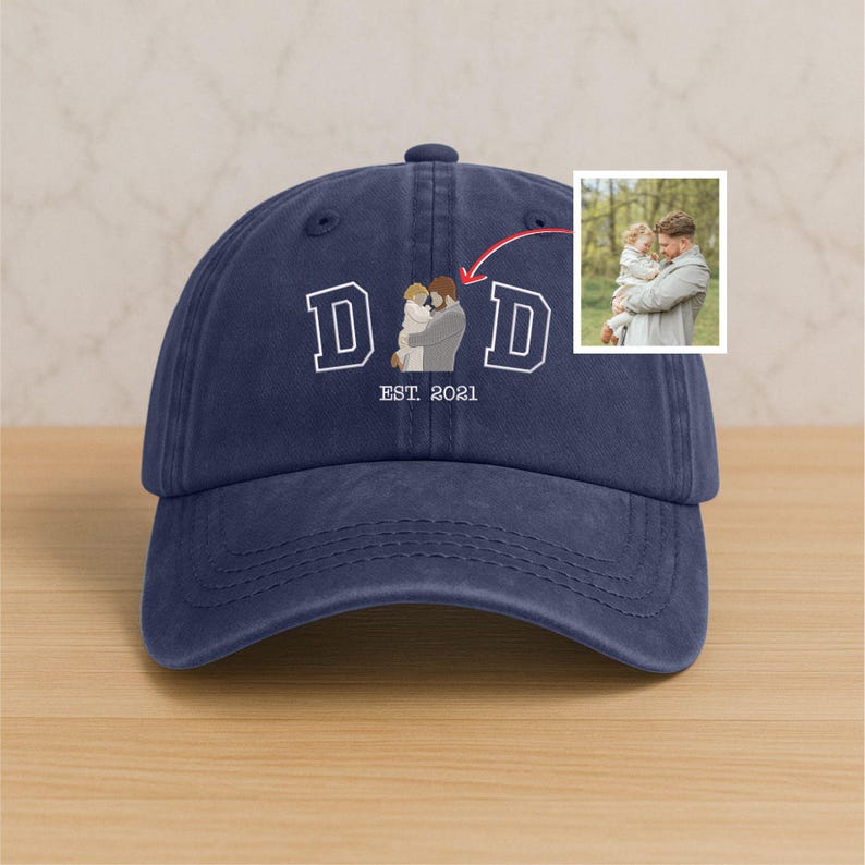 Embroidered Dad Hat With Photo, Custom Portrait Baseball Cap ...