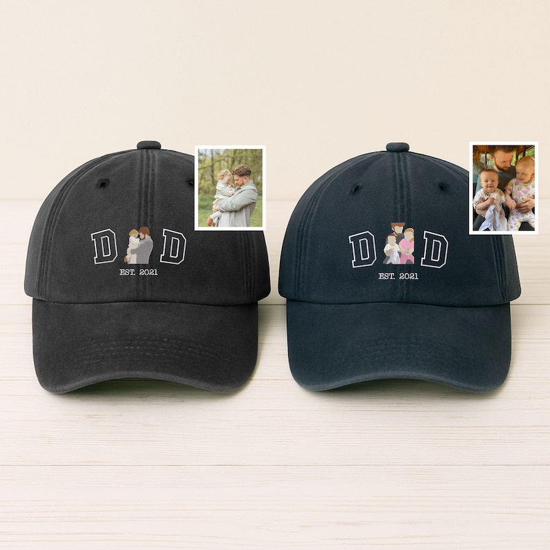 Embroidered Dad Hat With Photo, Custom Portrait Baseball Cap ...