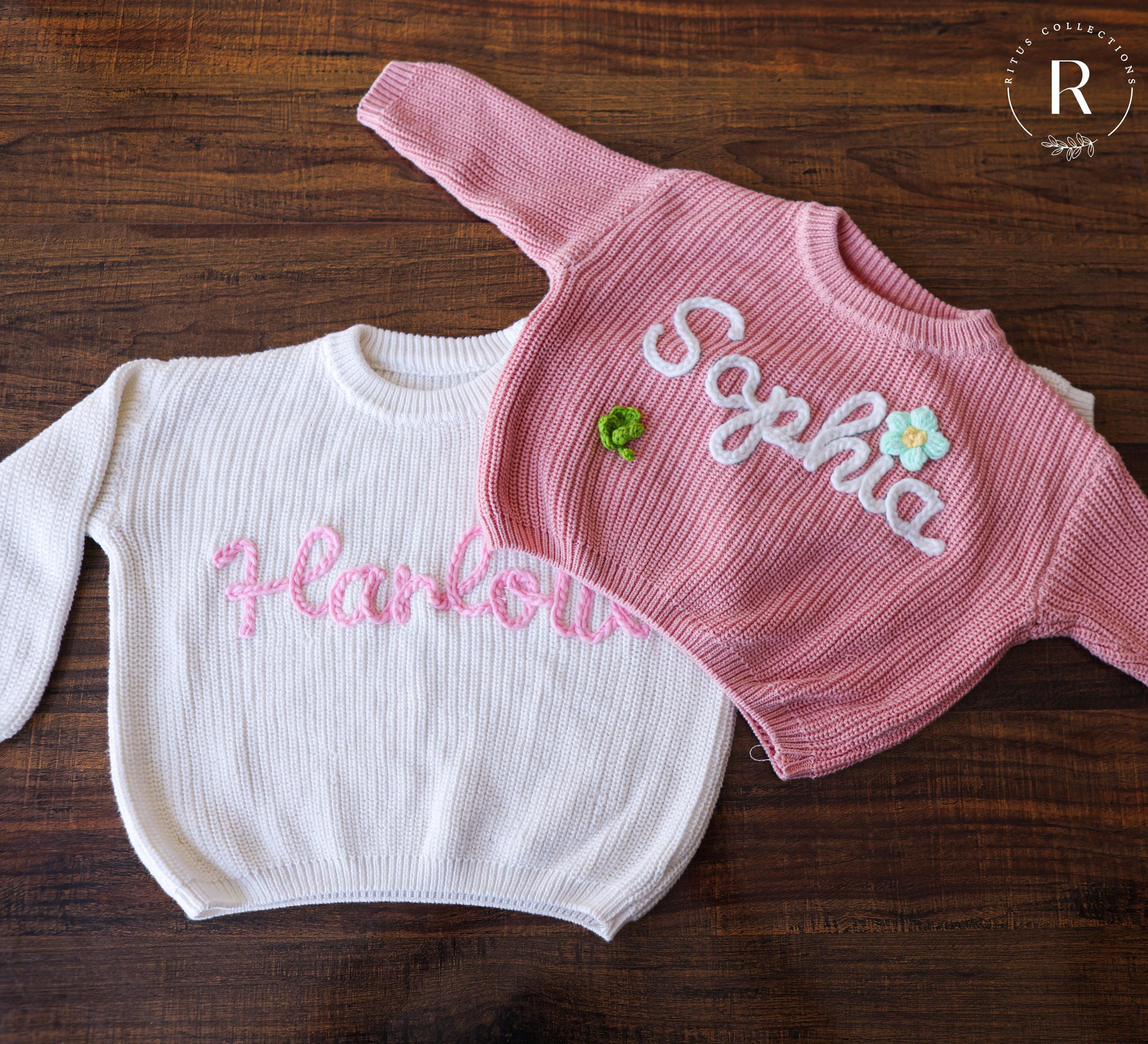 Personalized Baby Name Sweater, Custom Hand Embroidered Name Baby ...