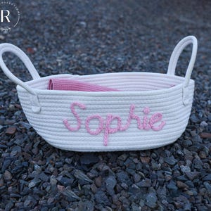 Personalized Cute New Born Baby Basket, Custom Embroidered Baby Name ...