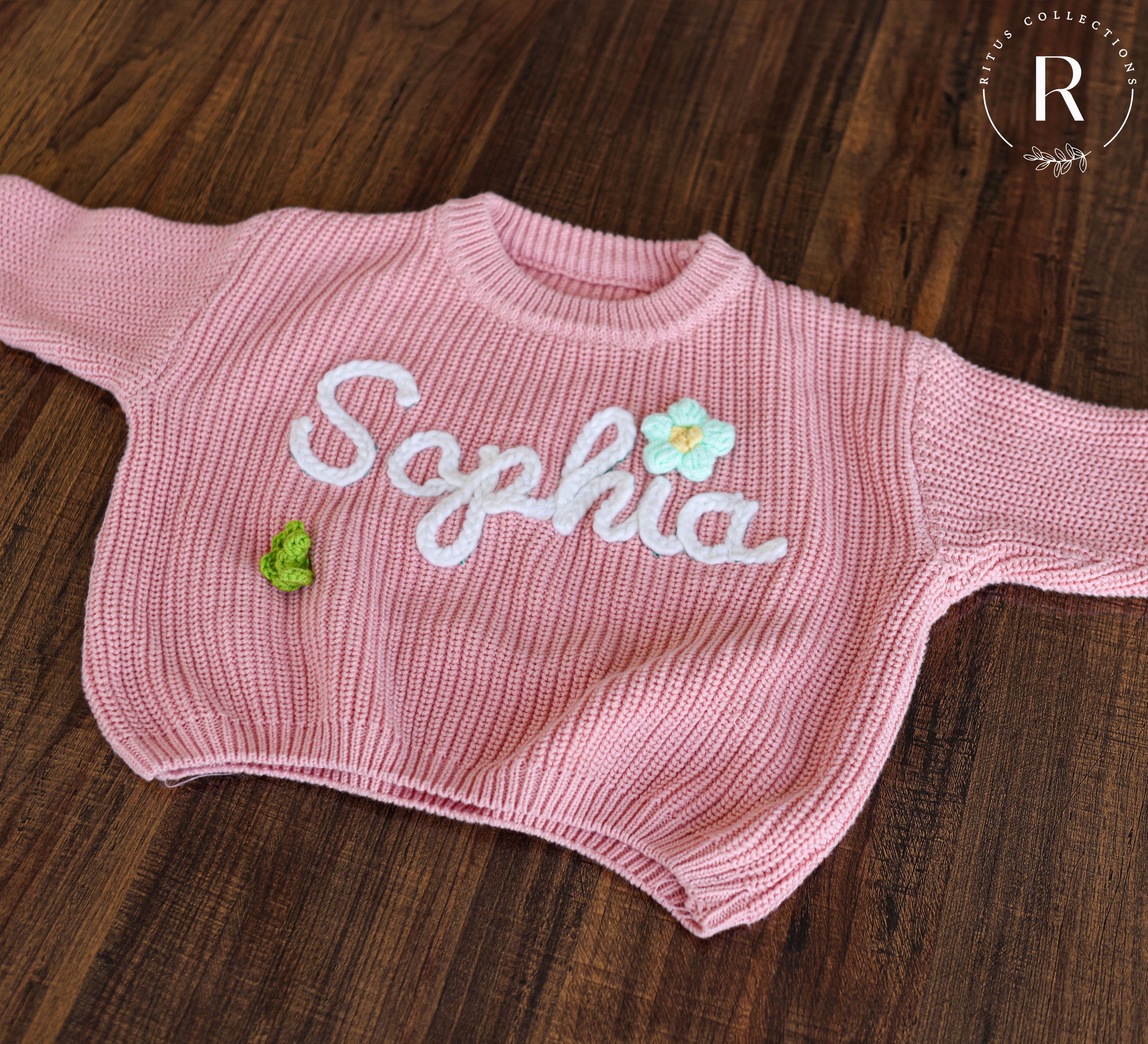Personalized Baby Name Sweater, Custom Hand Embroidered Name Baby ...