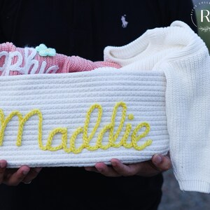 Personalized Cute New Born Baby Basket, Custom Embroidered Baby Name ...