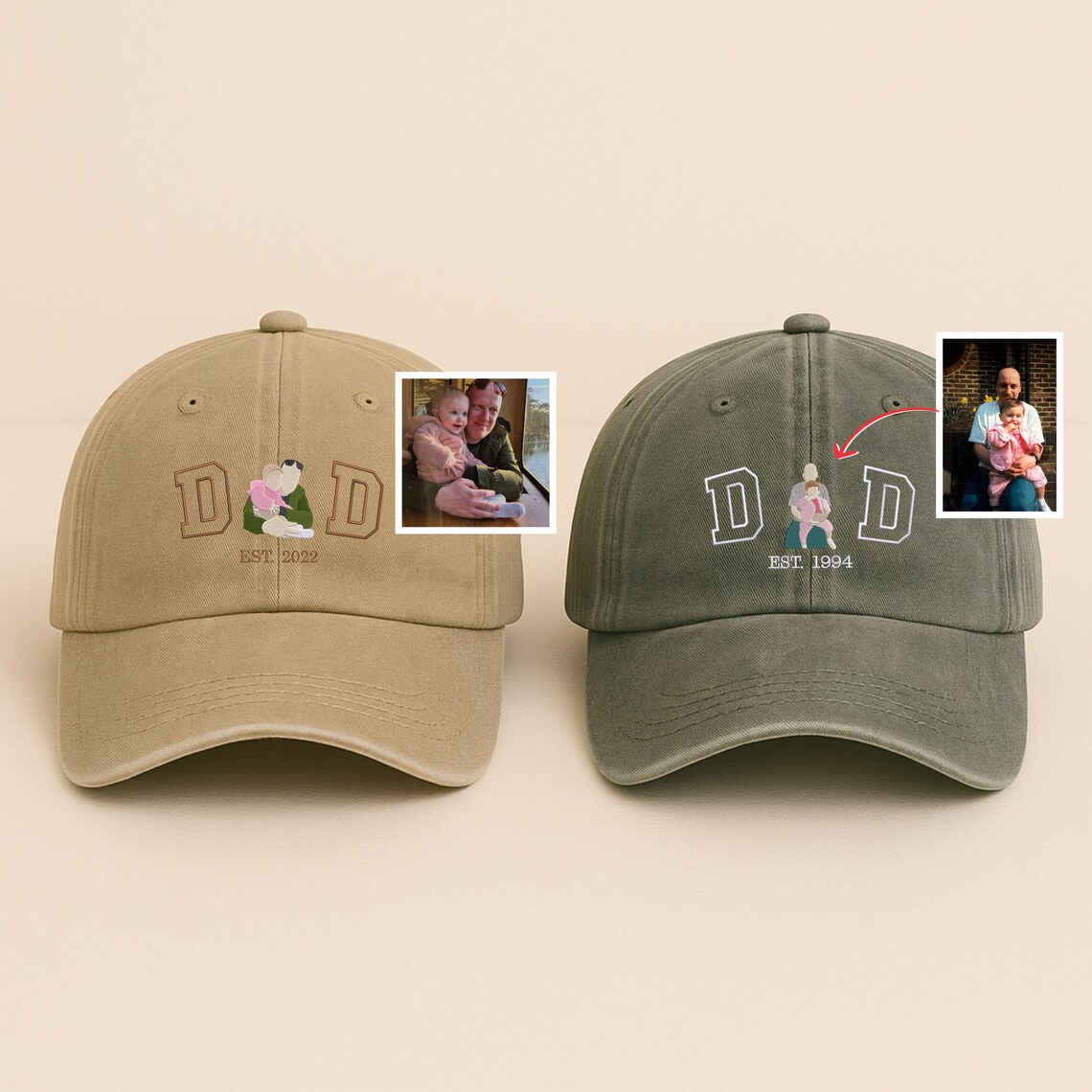Embroidered Dad Hat With Photo, Custom Portrait Baseball Cap ...
