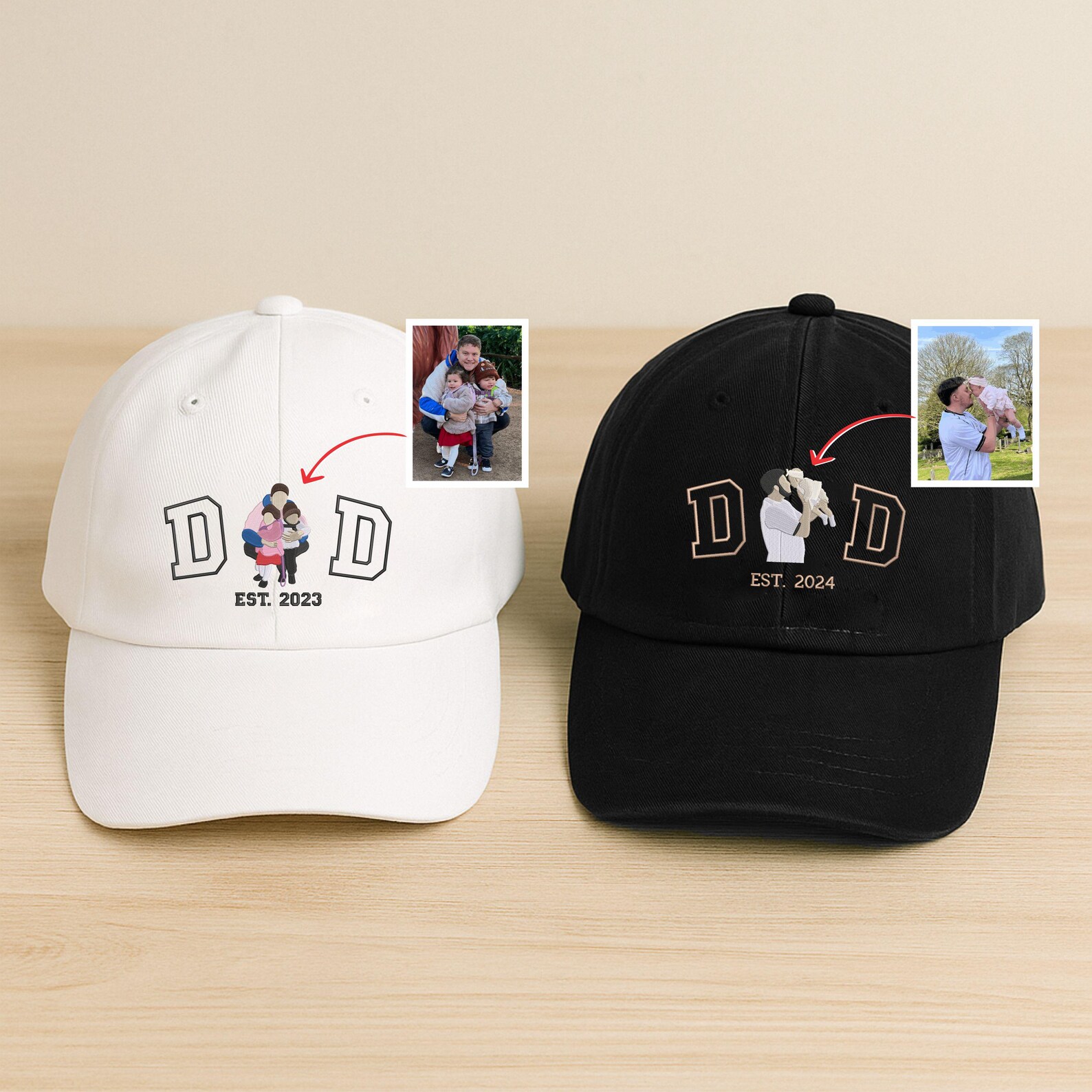 Embroidered Dad Hat With Photo, Custom Portrait Baseball Cap ...