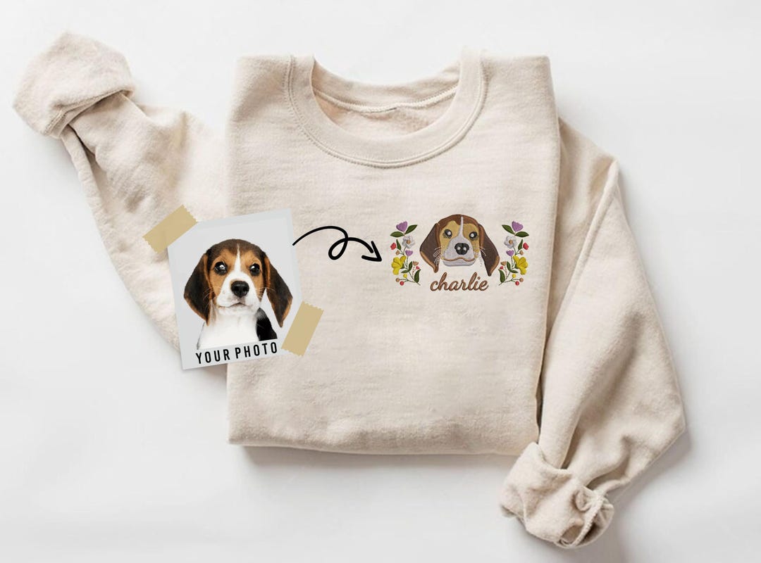 Custom Dog Face Embroidered Sweatshirt, Personalized Crewneck Dog Mom ...