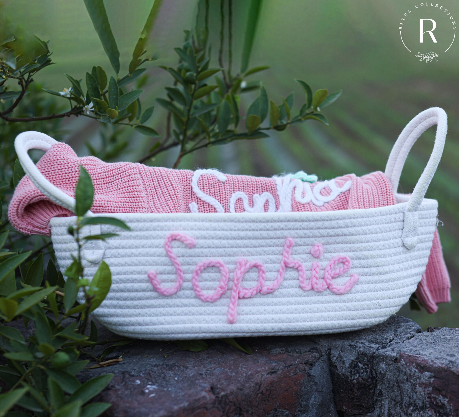 Personalized Cute New Born Baby Basket, Custom Embroidered Baby Name ...