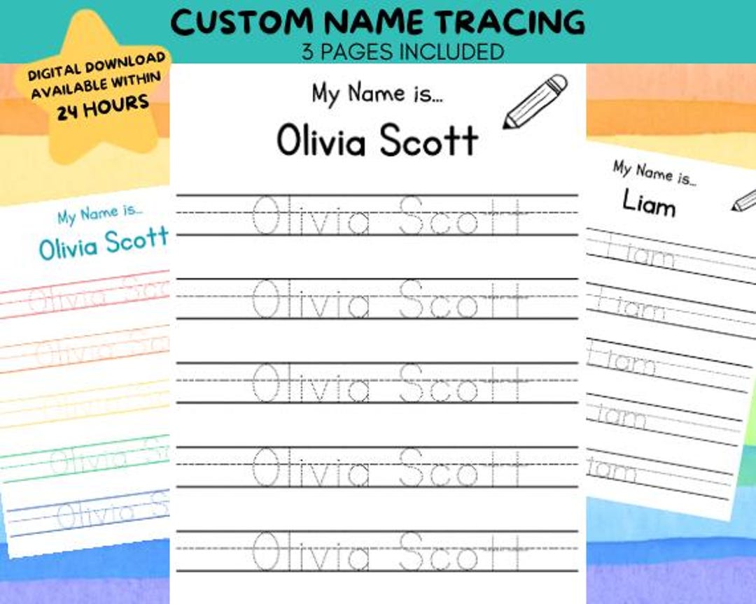Personalized Name Practice Worksheet, Custom Name Tracing, Preschool ...