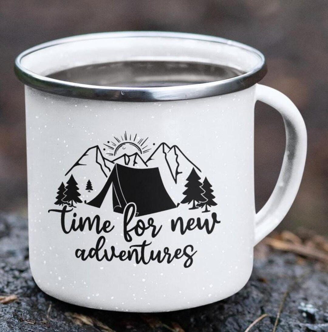 Personalized Enamel Camping Mug, Cozy Outdoor Mug, Adventure Lover Gift ...