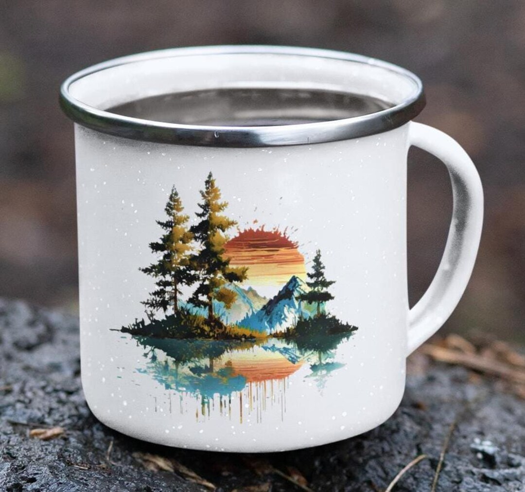Personalized Enamel Camping Mug, Custom Adventure Mug, for Outdoor ...