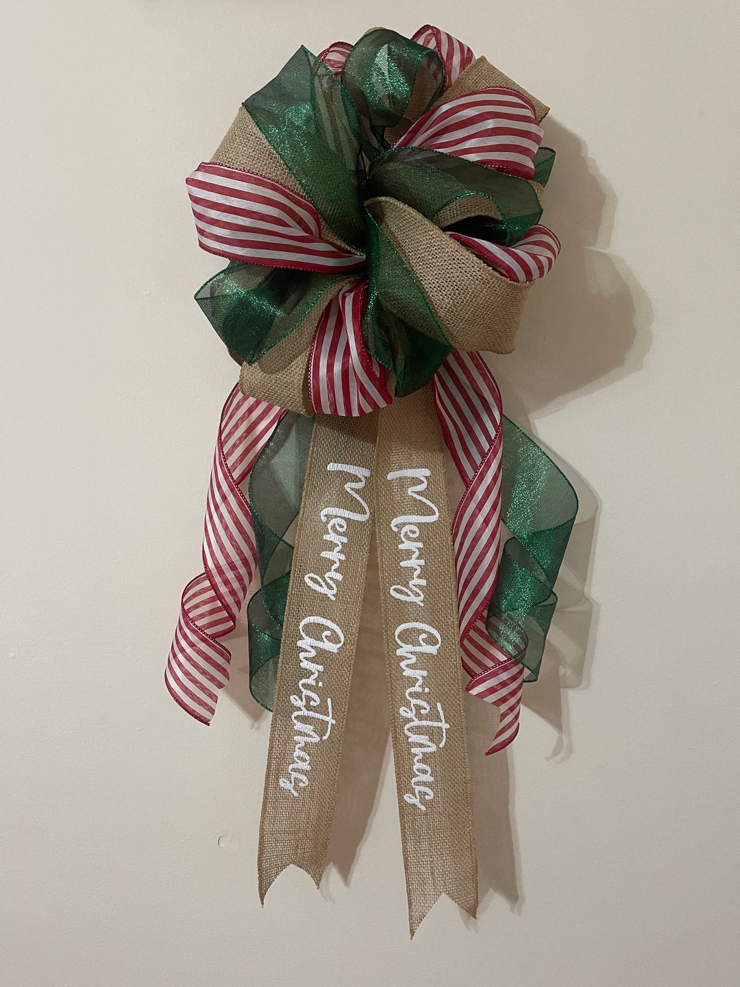 Merry Christmas Bow Tree Topper - Etsy