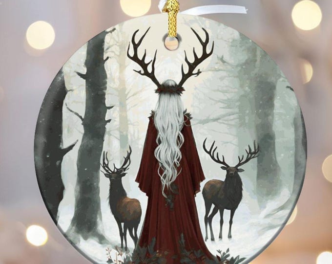 Ceramic Ornaments, Yule Witch in Blue, Christmas Tree Decor, Holiday ...