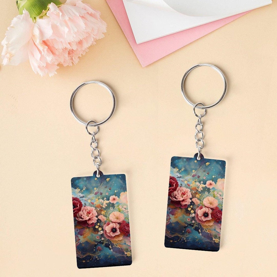 Victorian Rose Acrylic Keychain (dual-sided Printing) Boho Rose Key ...