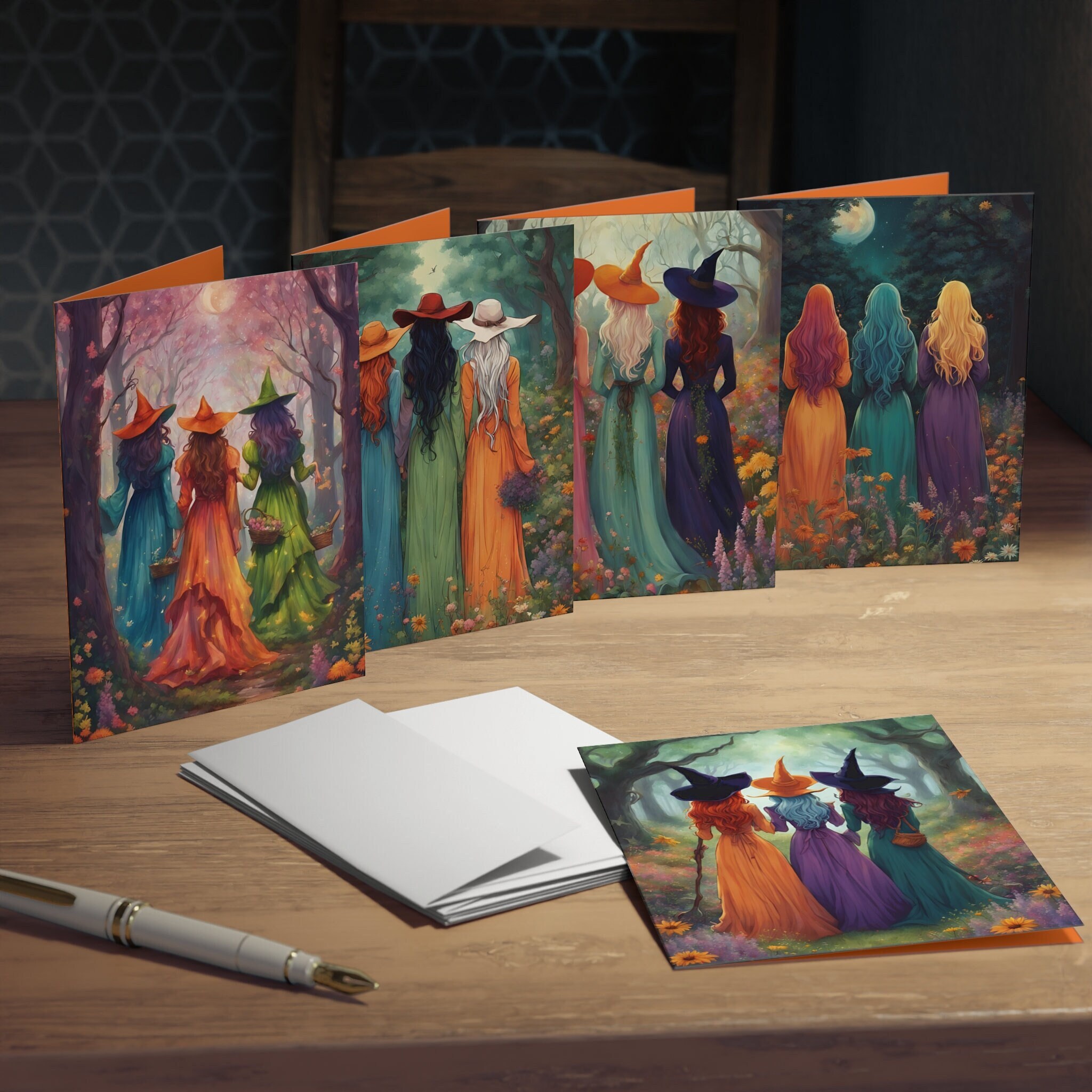 Witchy Greeting Card Set: Boho Sisters Designs - Summer Solstice (5 ...