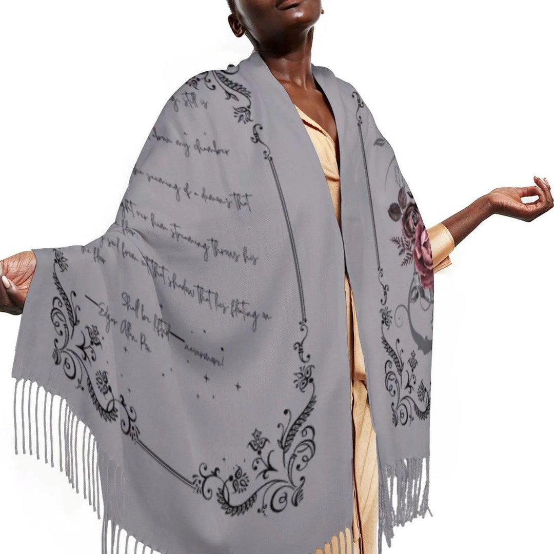 The Raven Poem Inspired Light Scarf, Poetry Scarf, Edgar Allen Poe ...